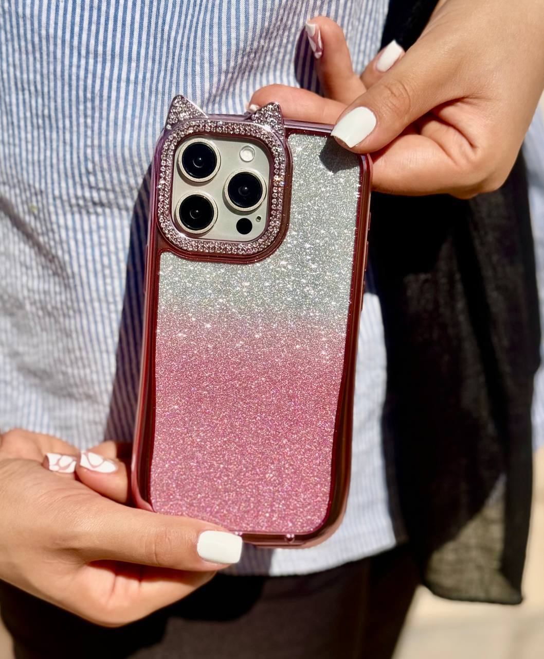 قاب موبایل رز دیاموند نگینی گوش دار - CaseNab